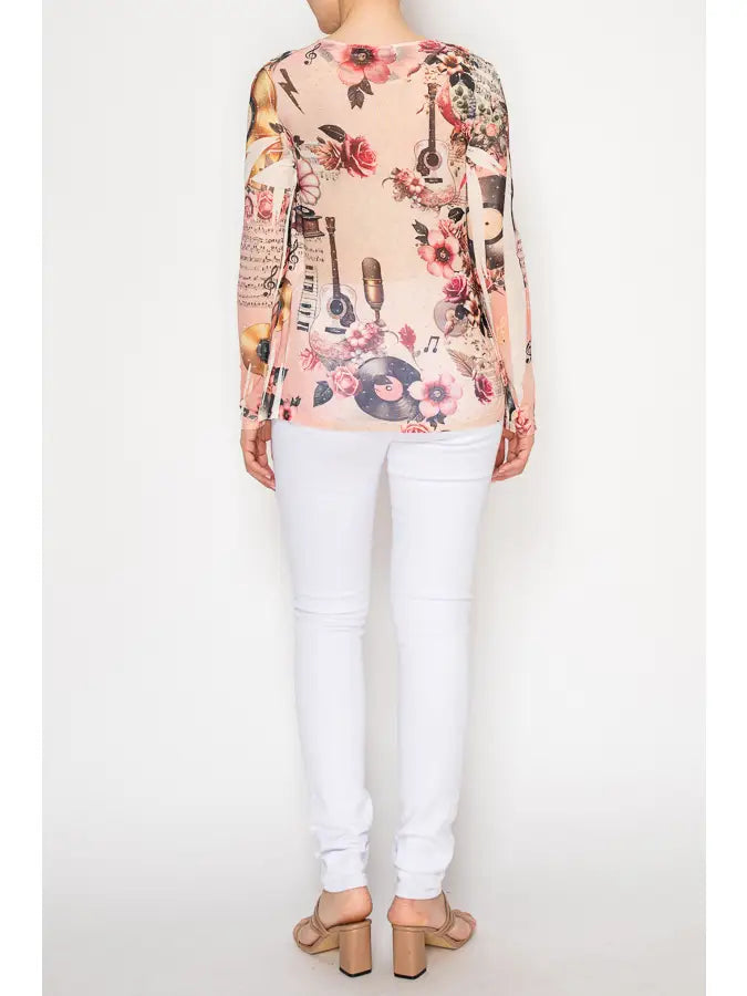 Alex-Musical Floral Mesh Top – Moonshine and Lace Boutique