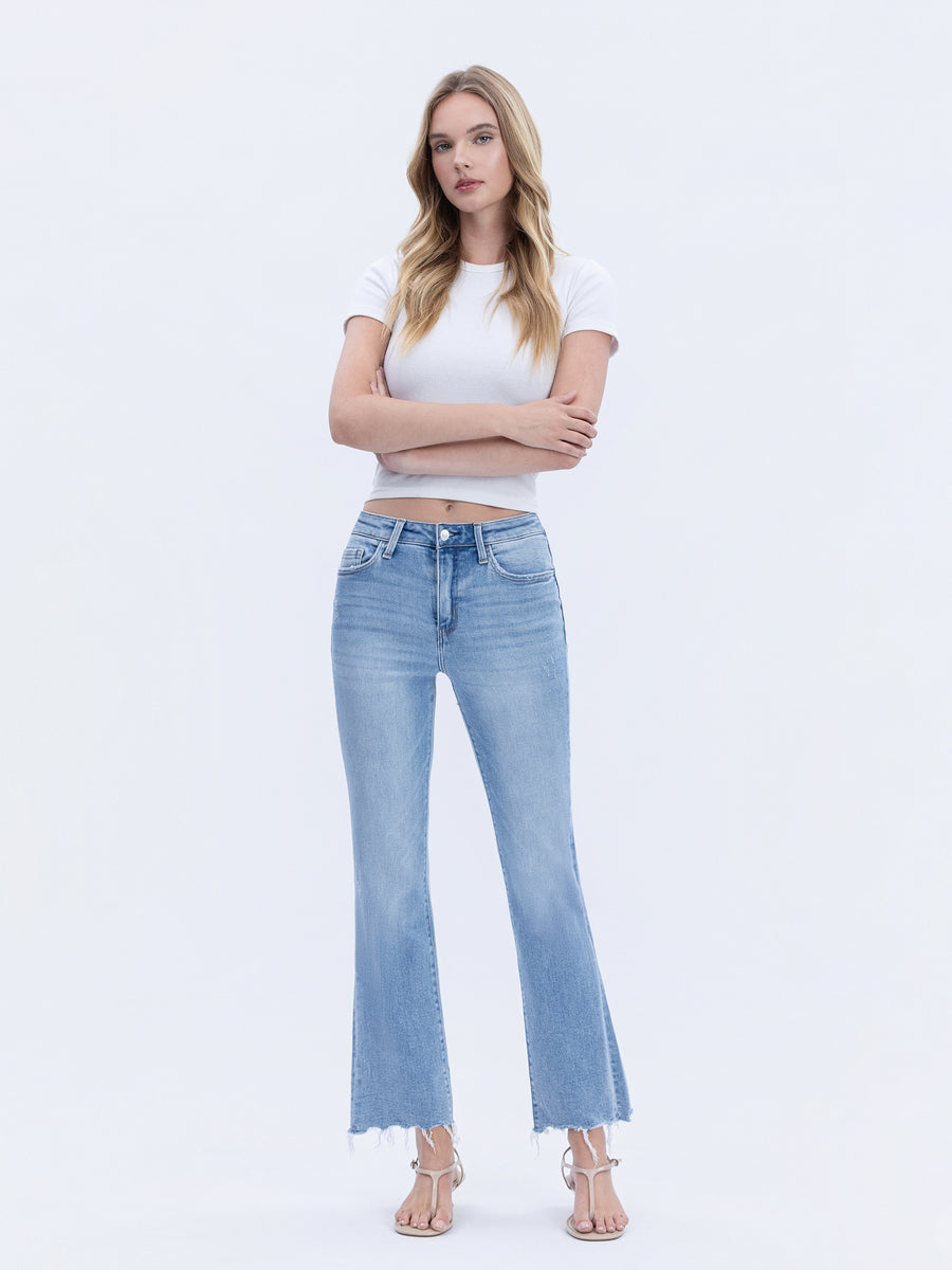 Shannon - Lovervet HR Uneven Kick Flare Jeans – Moonshine and Lace Boutique